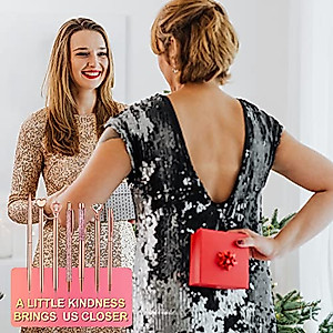 7pcs Rose Gold Ballpoint Pen Set, Metal Rose Gold Glitter Pens Bling Bling Pens Black Ink Dynamic Liquid Pen Gifts for Christmas Birthday Wedding Office Supplies