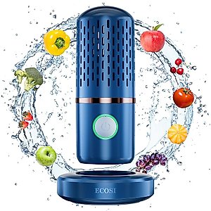 ECOSI Fruit and Vegetable Washing Machine, Portable Fruit Vegetable Purifier Cordless Fruit Cleaner Device in Water Kitchen Gadgets with Titanium OH-ion Purification Tech for Food Cleaning, Blue