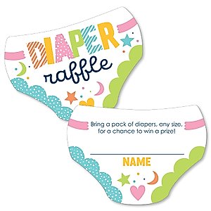 Big Dot of Happiness Colorful Baby Shower - Diaper Shaped Raffle Ticket Inserts - Gender Neutral Baby Shower Activities - Diaper Raffle Game - Set of 24