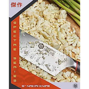 KESSAKU 6-Inch Nakiri Vegetable Cleaver - Spectre Series - Forged Japanese AUS-8 High Carbon Stainless Steel - Granton Edge - Pakkawood Handle with Blade Guard