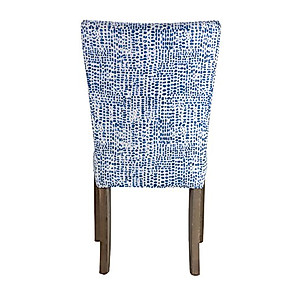 Sole Designs Julia Collection Contemporary Dining Room Chairs, Sediment Print Fabric Upholstered Parsons Seat with Button Tufted Backrest, Set of 2, Set of 2, Blue