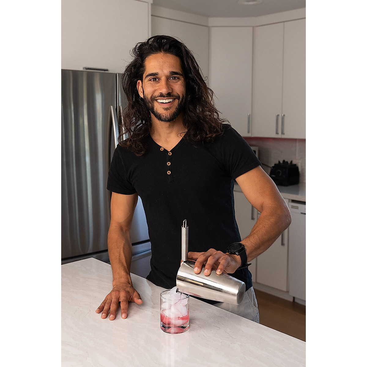 Professional Bartender Kit and Cocktail Shaker 27 Piece Kit - Bar Accessories - Mixology Bartender Kit, Barware Kit Including Wooden Muddler, Jigger, Strainers and Martini Tool, Canvas Carrying Bag