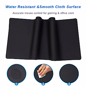 Cmhoo XXL Professional Large Mouse Pad & Computer Game Mouse Mat (35.4x15.7x0.12IN, 90x40 Black)