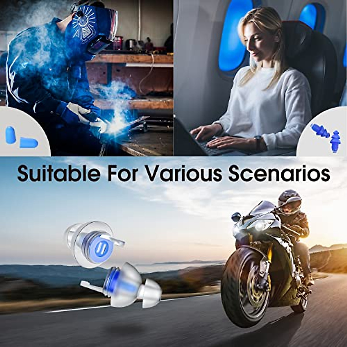 Ear Plugs, High Fidelity Concerts Earplugs-Mudeela 3 Pair Noise Reduction Festival Earplugs, 23db Protection, Musicians Earplugs for Concert, DJ, Motorcycle, Loud Music, Invisible Ear Plugs