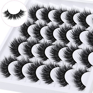 Newcally Eyelashes False Lashes Fluffy 18MM Long Faux Mink Eye Lashes Pack Dramatic Thick Volume Fake Eyelashes 12 Pairs Soft Reusable Lashes Multipack