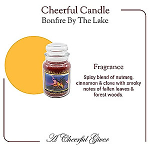 A Cheerful Giver - Bonfire By The Lake Scented Glass Jar Candle (24 oz) with Lid & True to Life Fragrance Made in USA