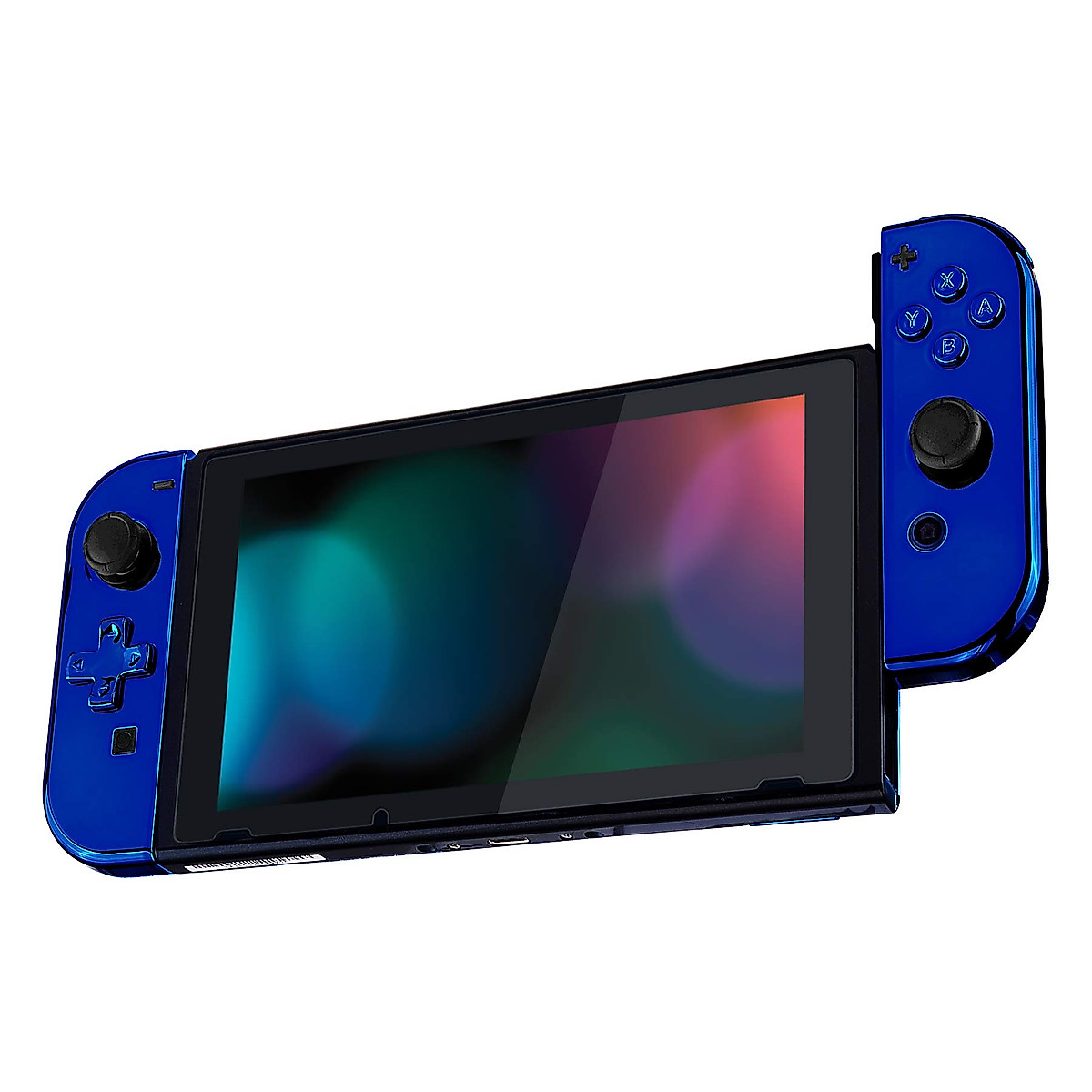eXtremeRate Chrome Blue Joycon Handheld Controller Housing (D-Pad Version) w/Full Set Buttons, DIY Replacement Shell Case for Nintendo Switch & Switch OLED Model Joy-Con – Console Shell NOT Included