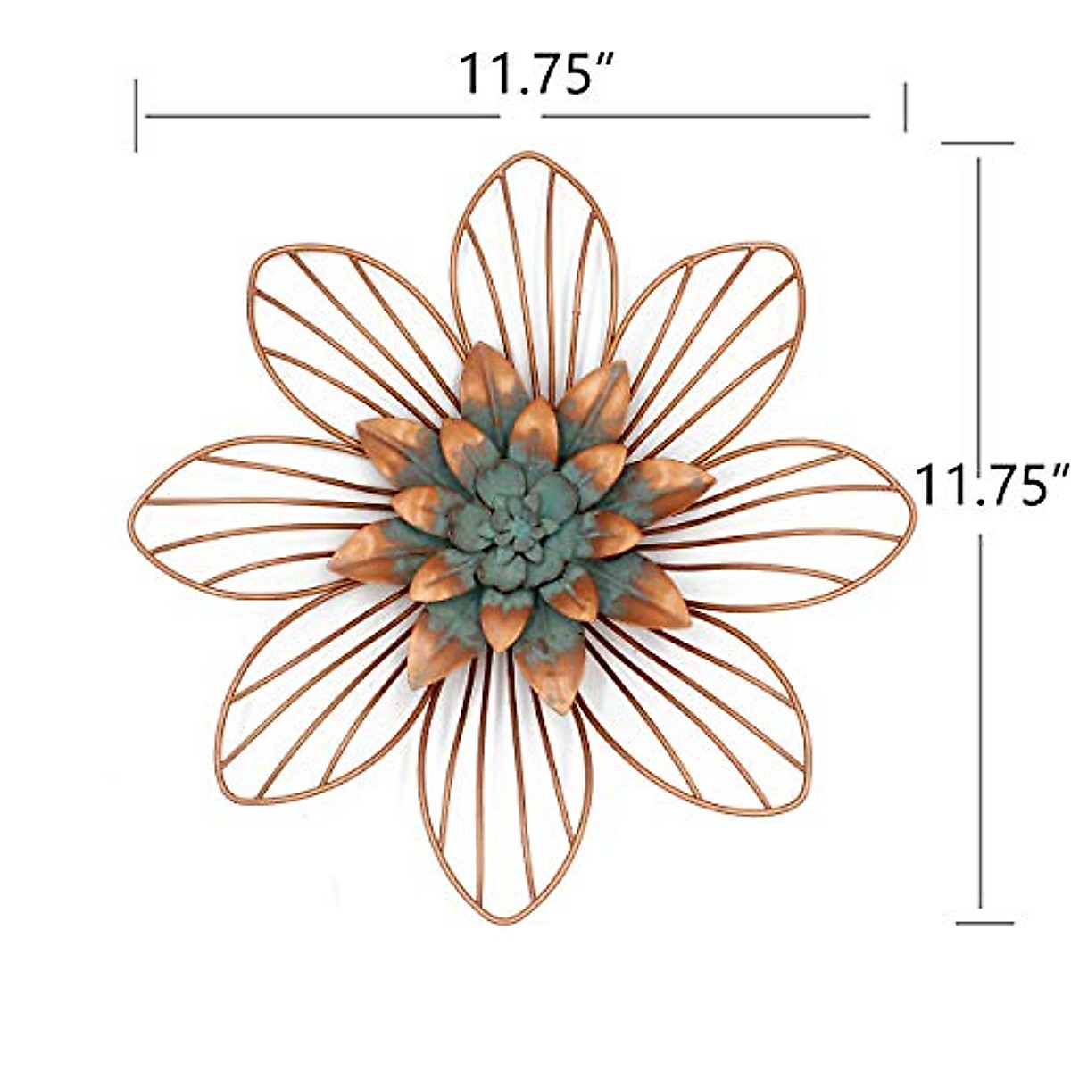Funerom Metal Floral Wall Decoration Flower Wall Decor(Copper 11.75x1.2x11.75 inches)