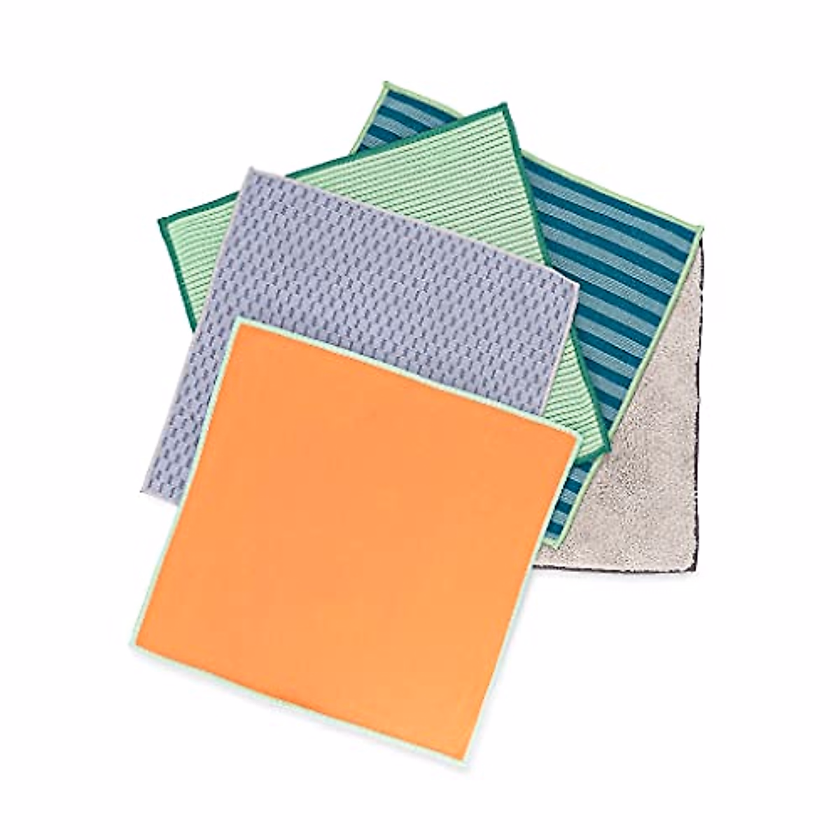 Full Circle Renew Collection Multifunctional Recycled Microfiber Cloths, Set of 5, Multicolor