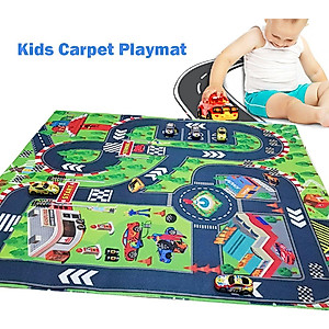 Road Playmat Toy,Kids Carpet Playmat,Great for Playing with Cars and Toys,Children Educational Road Traffic Play Mat- Learn and Have Fun Safely