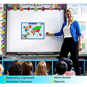 3D Learning LLF World Map Poster with Central Europe Inset - Laminated Educational Poster (14x19.5 in) - World Map for Kids, Elementary Classroom Decorations, Homeschool, and Teacher Supplies