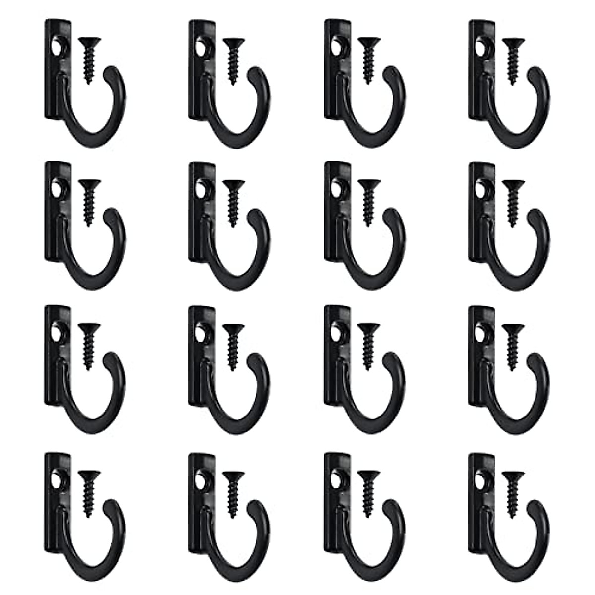 Wall Mounted Single Hook Robe Hooks Metal Coat Hooks and Screws for Hanging Key Jewelry Cup Cloth Bag Cap,40 Pieces (Black)