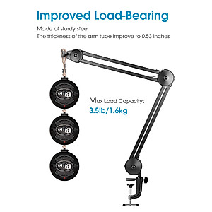 Puroma Microphone Arm Stand Adjustable Suspension Boom Scissor Arm Stand Upgraded Heavy Duty Microphone Stand with 5 Ties for Blue Yeti, Snowball, and Blue Yeti Nano (Medium)