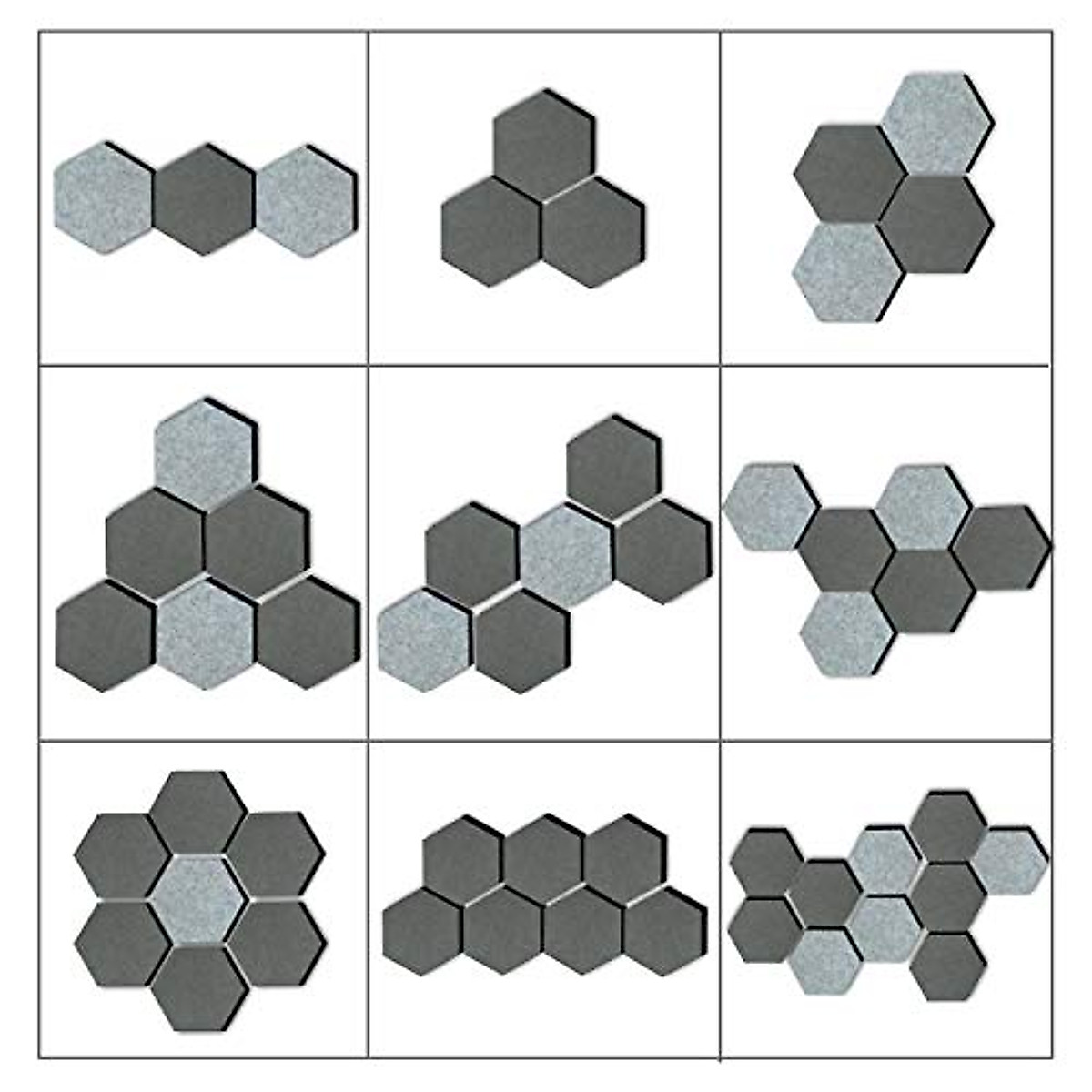 Soyizom Felt Pin Board Self Adhesive Board for Photos | Notice | Memos | Display,Thickened Bexagonal Bulletin Board Decorative Pin Board Pads for Offices School Wall Decor(7 Pcs/Set,Cement-Grey）