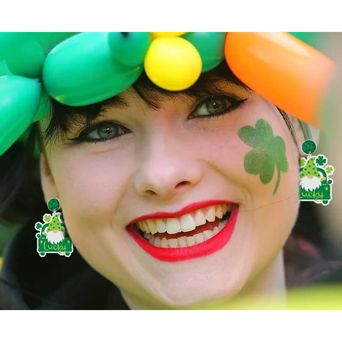 St. Patrick's Day Earrings Green Clover Hat Horseshoe Leaf Earring for Women Shamrock Dangle Earrings Funny Irish Holiday Jewelry Gift