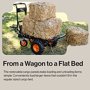 SuperHandy Utility Service Cart Power Wagon Wheelbarrow Electric 48V DC Li-Ion Powered 660Lbs Load and 1000Lbs+ Hauling Capacity Farm and Garden All Purpose Modular Cargo Bed