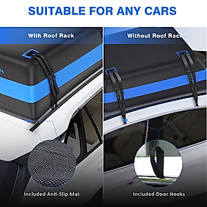 Vetoos 21 Cubic Feet Car Rooftop Cargo Carrier Bag, Soft Roof Top Luggage Bag for All Vechicles SUV with/Without Racks - Waterproof Zip, Anti-Tear 900D PVC, with Storage Bag & Anti-Slip Mat