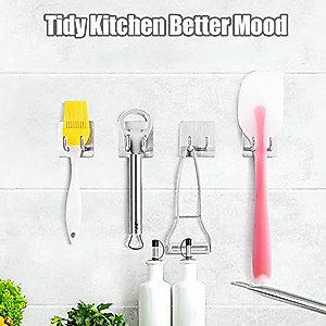 YasTant 4Pcs Shower Hooks for Inside Shower Razor Holder, Stainless Steel Shower Hanger Hook for Wall, Brushed Nickle Adhesive Razor Hook for Bathroom, Self Adhesive Wall Hooks Heavy Duty Straight