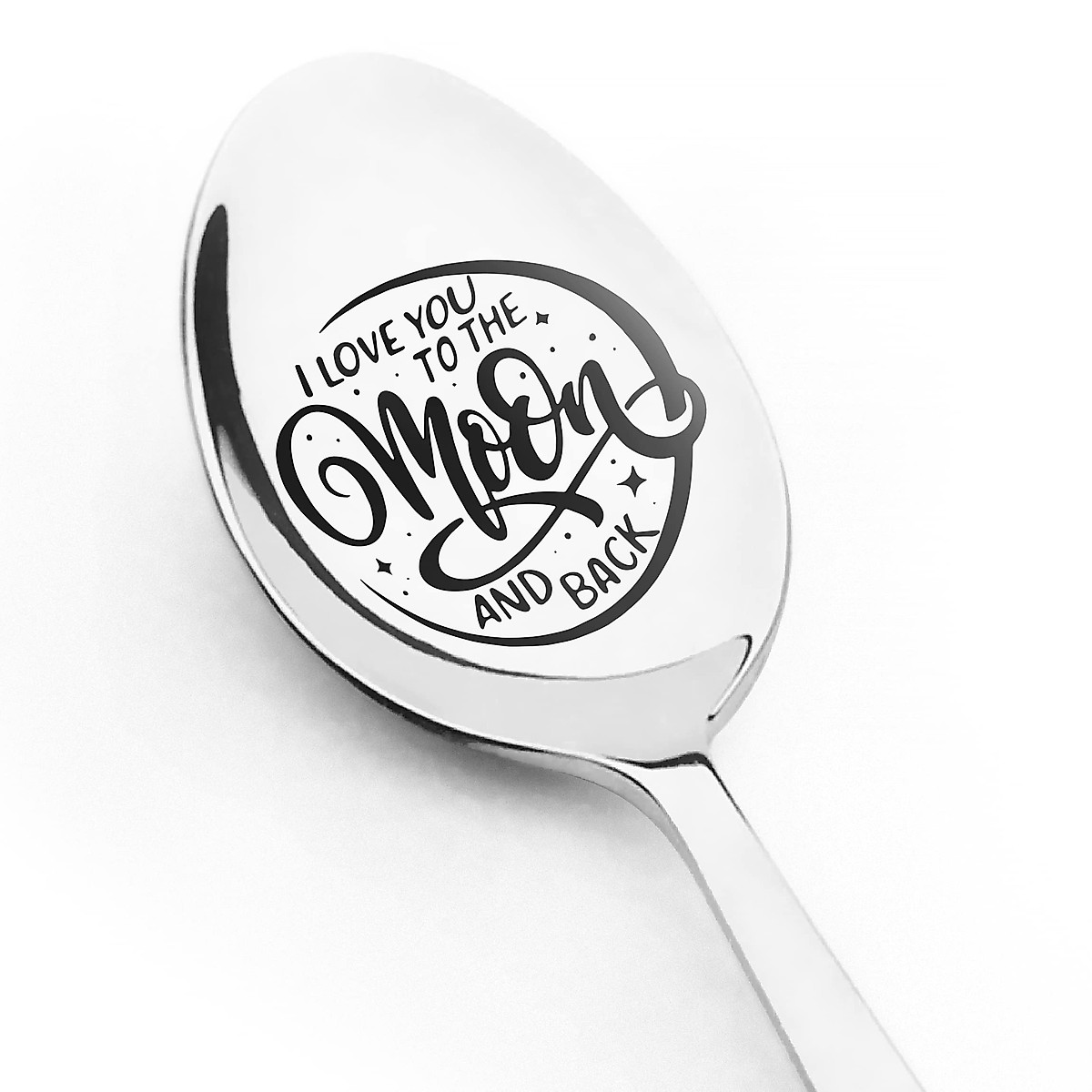 nakouhei 1 Set Engraved Stainless Steel Spoon Gift I Love You To The Moon And Back Spoon Dessert Spoon Ice Cream Spoon With Gift Box For Girlfriend Couple Birthday Anniversary Valentine's Day Gift