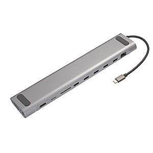 Type-C Hub, USB C to USB 3.0 Hub, (11 in 1) Gigabit Ethernet / 4K HDMI / 5 USB 3.0 / VGA/SD/Micro SD Card Reader/PD Charging Port for MacBook Pro/Air, Chromebook, Other Type C Laptop