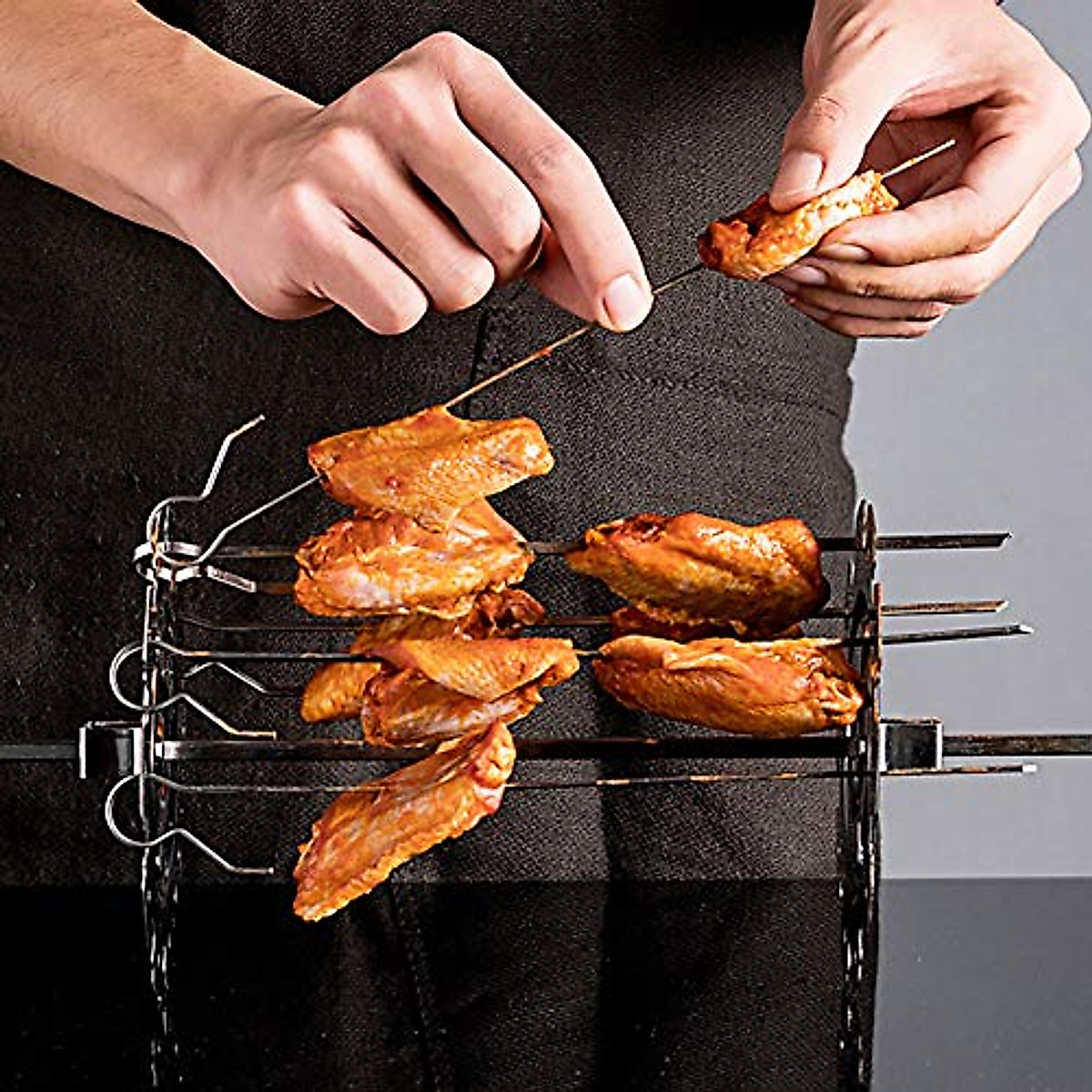 GEZICHTA BBQ Roaster Stainless Steel Roaster Rotisserie Skewers Needle Cage Oven Kebab Maker Grill