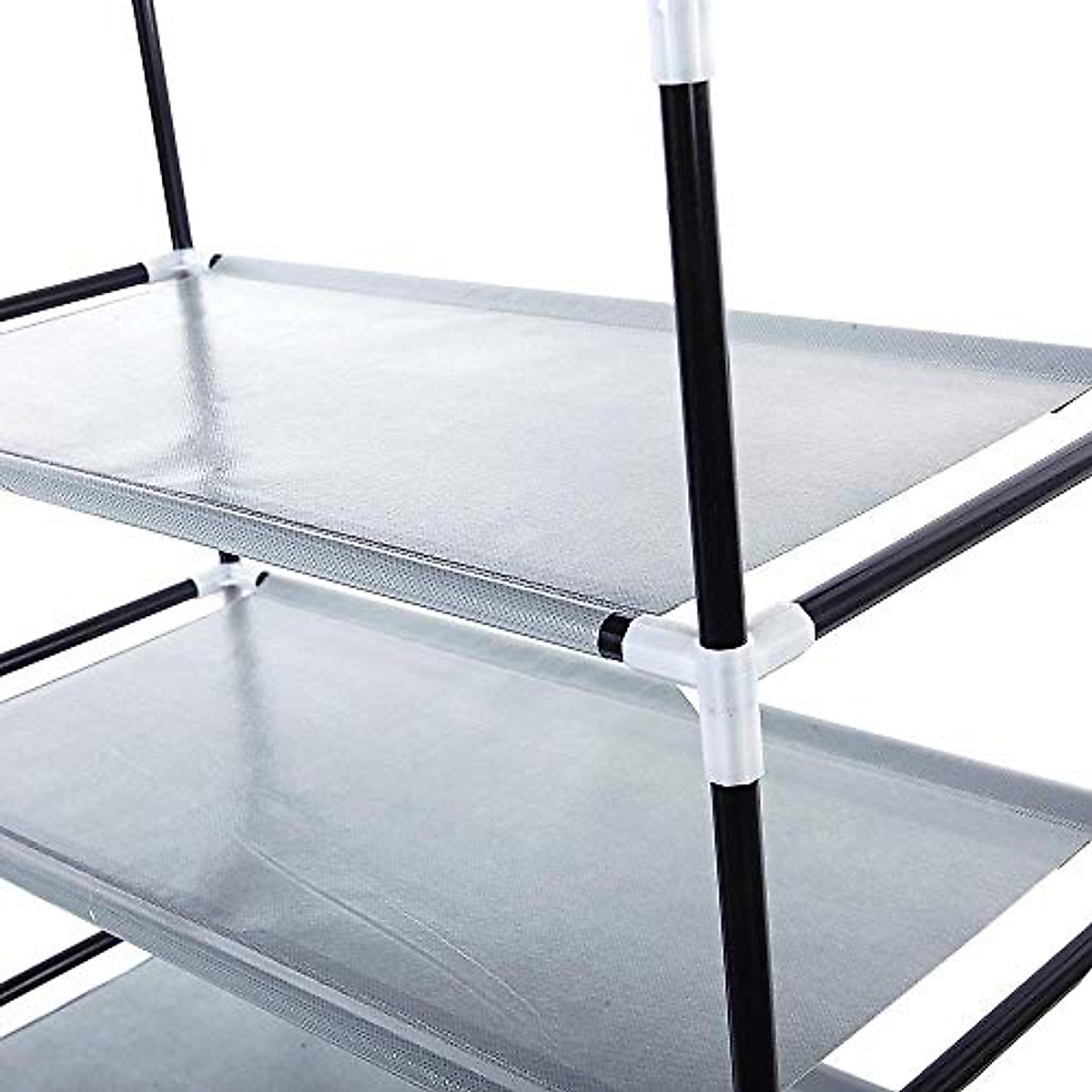 6 Tier Shoe Rack Organizer for 36 Pair Shoes, Double Rows 12 Lattices Free Standing Shoe Cabinet Storage Shelf Holder with Non-Woven Fabric Dustproof Cover,Large Portable Closet Shoe Tower (Brown)