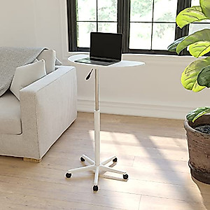 EMMA + OLIVER White Sit to Stand Mobile Laptop Computer Desk - Portable Rolling Standing Desk