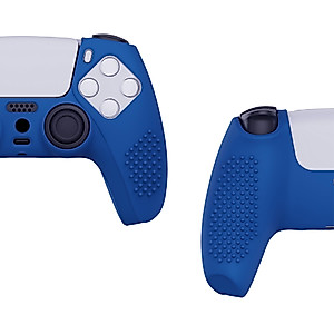 eXtremeRate PlayVital Blue 3D Studded Edition Anti-Slip Silicone Cover Skin for ps5 Controller, Soft Rubber Case Protector for ps5 Wireless Controller with 6 Black Thumb Grip Caps