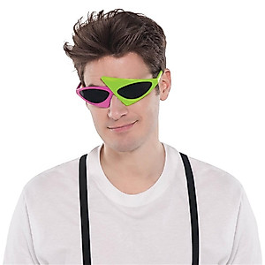 Quirky Green & Purple Plastic Asymmetric Glasses - 1 Pc. - Stand Out & Fashionable Eyewear - Ideal for Unique Costumes & Parties