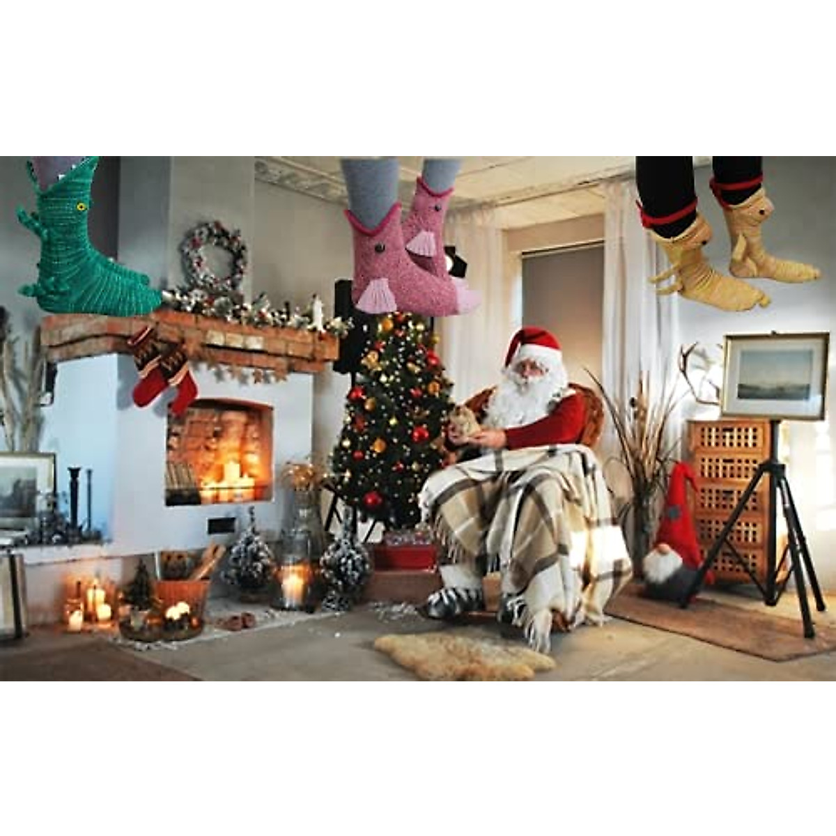 Knit Crocodile Socks Unisex Novelty Shark Crocodile Shape Socks Knit Animal Floor Socks Winter Warm Wool Soft Casual Socks For Fun Christmas Gift To Kids Adults(