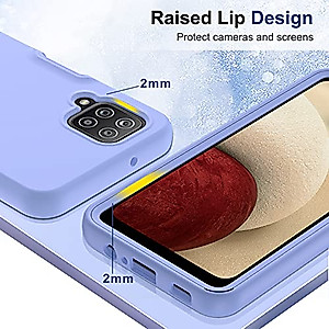 LeYi for Samsung Galaxy A12 Case, Samsung A12 Phone Case with [2 x Tempered Glass Screen Protector], Full-Body Shockproof Soft Liquid Silicone Hybrid Phone Cover Case for Galaxy A12 5G, Violet