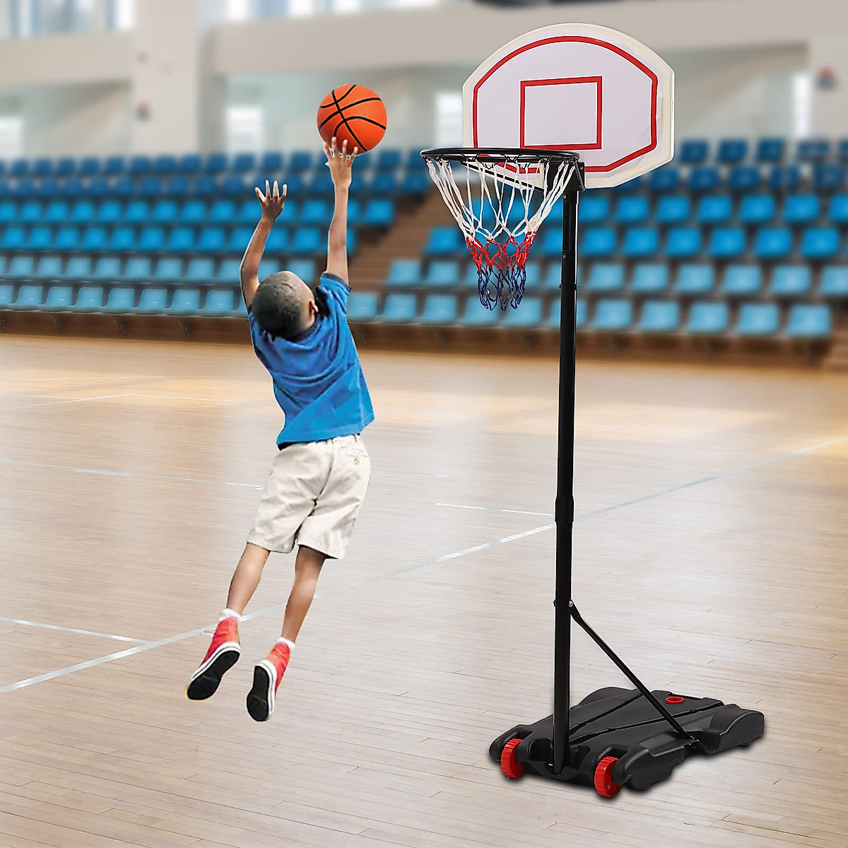 Basketball Hoop 5.8ft-7ft Height Adjustbale Basketball Stand with 2 Wheels Portable Basketball System Basketball Equipment for Indoor Outdoor