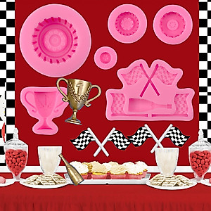 Race Car Silicone Molds, 3D Round Tire Fondant Mold, Truck Wheel Shape Silicone Mold, Racing Car Chocolate Candy Mold Baking Mold Cupcake Topper Decoration for DIY Boy Birthday Clay Resin Crafting