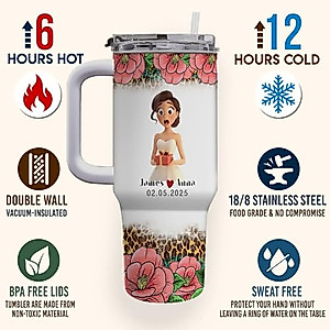 Personalized 40oz Tumbler with Handle – wedding kiss-Custom Couple Gift for Anniversary Wedding Gift, Birthday, Mother's Day, Valentine’s Day db2MG8