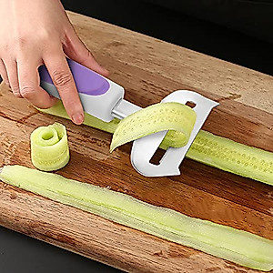 KUFUNG Cheese Slicer Stainless Steel Cheese Knife Heavy Duty Plane Cheese Cutter, Shaver, Server For Semi-Soft, Semi-Hard Cheese (7.2 inch, Purple)