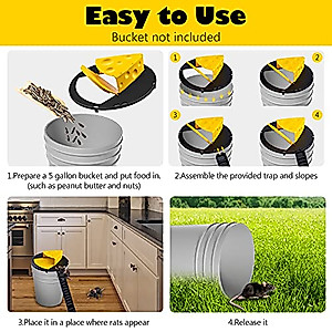 Mouse Trap Bucket, Bucket Lid Mouse Trap,Reusable Humane Mouse Traps for House Indoor,Auto Reset Rat Trap Compatible 5 Gallon Bucket (1 Pack)