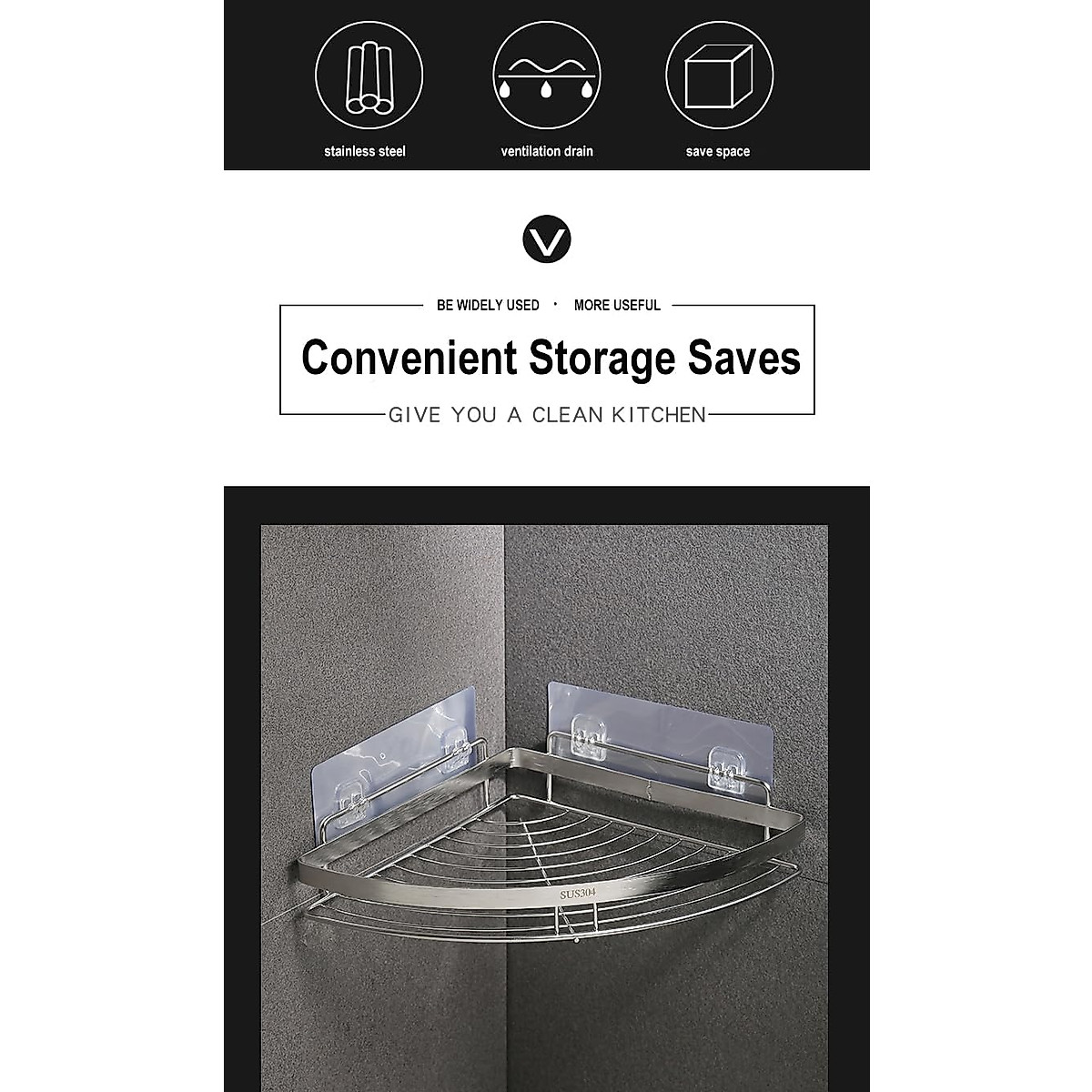 Corner Shower Shelves Stainless Steel, Bathroom Shower Caddy Corner, Adhesive Shower Caddy Basket Rack with Hooks, Rust Proof for Bathroom Shelf Shampoo Holder, for Toilet, Dorm and Kitchen, Silver