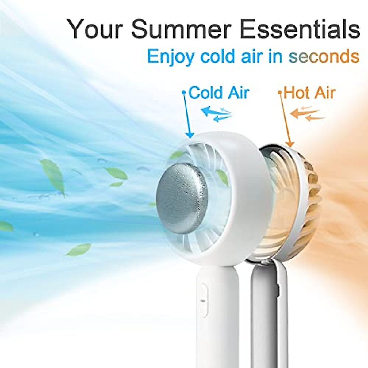 LISGHTJS Portable Handheld Cooling Fan Small Fans that Blow Cold Air, Mini Cold Compress Fan USB Rechargeable Personal Hand Held Travel Fan For Women Make up, Outdoor Camping, Office Desk