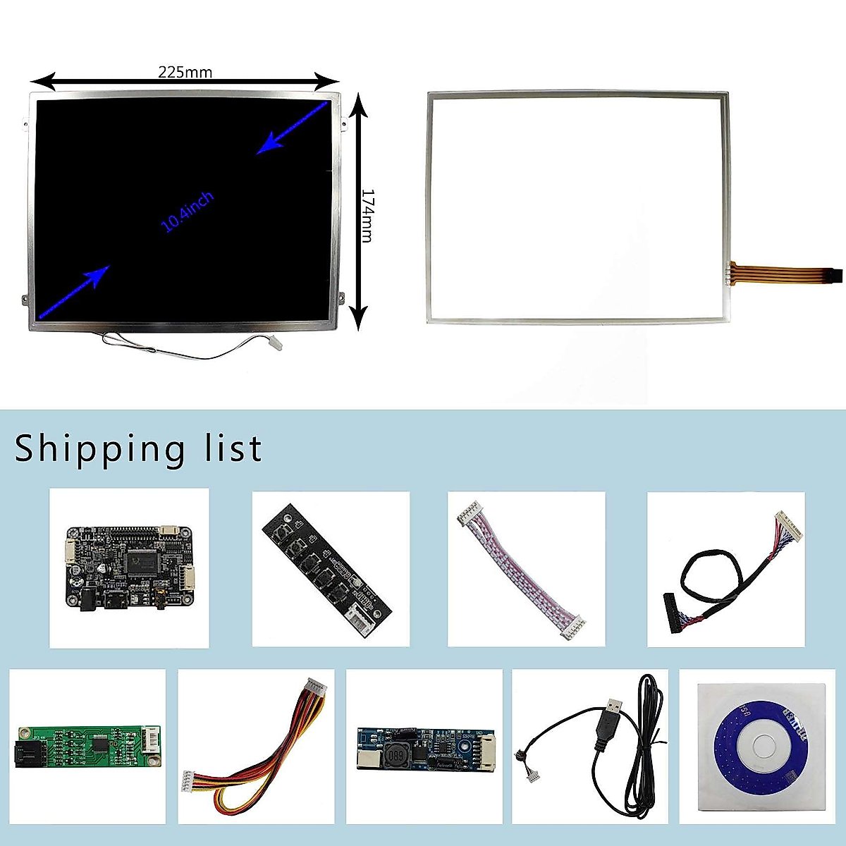 VSDISPLAY 10.4" 10.4 Inch 1024x768 IPS LCD Screen VS104T-003A with Touch Panel VS104TP-A1 & HD-MI Audio LCD Controller Board