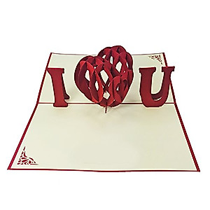 WOWPAPERART I Heart You - 3D Pop Up Card - For Love, Valentine, Birthday Card, Wedding, Anniversary