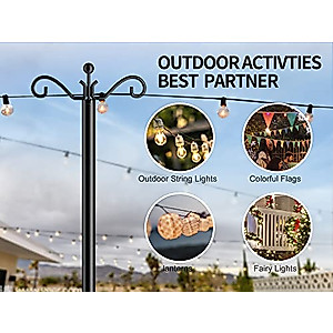 Flanagan String Light Poles 2-Pack,9FT Poles for Outdoor String Lights,Adjustable Metal Light Pole Stand, Spiral Sturdy Anchor for Patio, Garden, Backyard,Wedding Light Poles