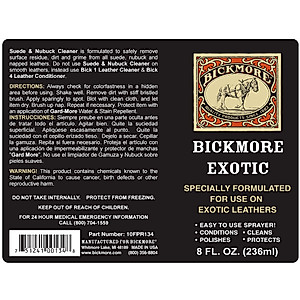 Bickmore Exotic 8oz (2-Pack) - Specially Formulated Leather Spray Used to Clean Condition Polish and Protect Exotic Leathers & Reptile Skins