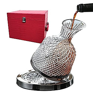 Wine Decanter Set - Decanter for Wine Crystal Shaking 360°Rotating, With Luxury Box Wine Decanter For Wine Lover or Happy Anniversary/Wedding Gift