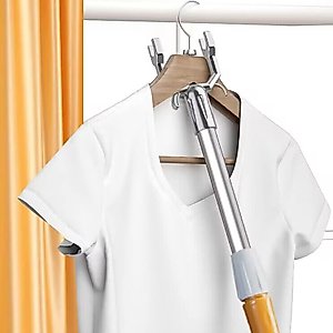 Reach Pole with Hook, 64" Extended Steel Clothes Garmant Hook Long Pole for High Reach without Step Ladder
