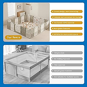 IFLETH Baby Fence Folddler Toddler Playpen Kids Safety Play Center Yard Baby Playpen, Adjustable Shape, Portable Design for Indoor Outdoor Use (22 Piece Set, White+Grey)