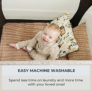 Pobibaby - 2 Pack Premium Pack N Play Sheets Fitted for Standard Pack and Plays and Mini Cribs - Ultra-Soft Cotton Blend, Stylish Woodland Pattern, Safe and Snug for Baby (Wildlife)