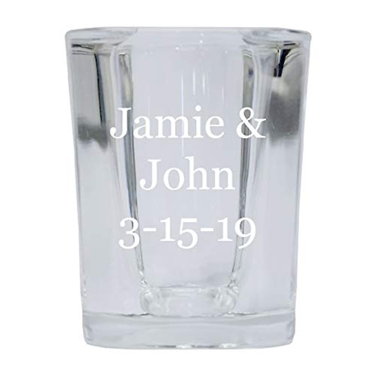 Customizable 2 Ounce Etched Square Shot Glass Engraved Personalized with Custom Text