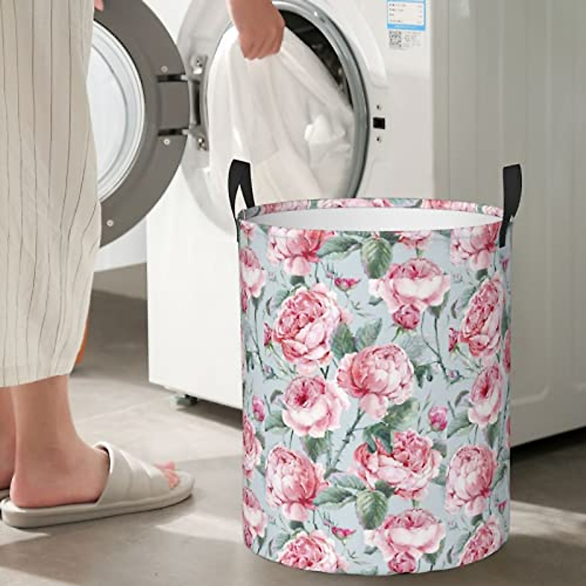 Rose Laundry Hamper Flower Laundry Baskets Large Women Hampers Toy Organizer Hamper Bag Dirty Clothes Storage Bin