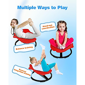 FAHKNS Spin Chair for Kids, Sensory Swivel Chair, Swivel Chair for Autism Kids Training Concentration, Outdoor and Indoor Non Slip Metal Base Sensory Chair Relieving Toddlers Sickness Symptoms