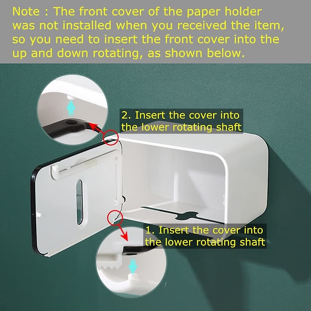 Outdoor Waterproof Toilet Paper Holder for Bathroom - Pet Proof Plastic TP Tissue Holder Dispenser Full Cover Adhesive Mounted for Small RV TP Roll